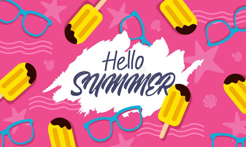 Hello Summer Concept Design. Creative Abstract Shape Background. Stock ...