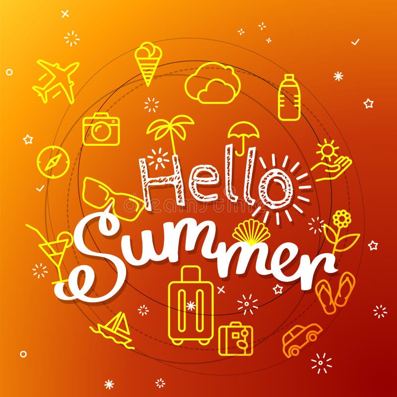 Hello Summer Concept. Different Thin Line Icons Stock Vector ...