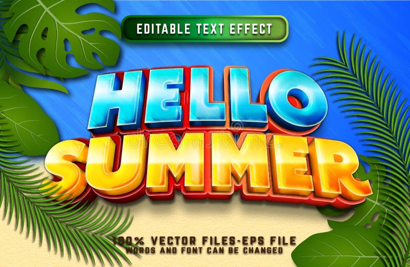 Hello Summer 3d Cartoon Text Effect Premium Vectors Stock Vector ...