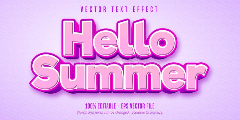 Hello Summer Text, Comic Style Editable Text Effect Stock Vector - Illustration of word, hello ...