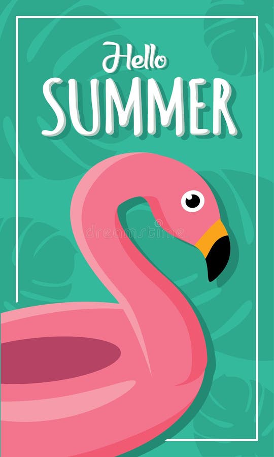 Hello Summer Flamingo Art. Vector Stock Illustration - Illustration of ...