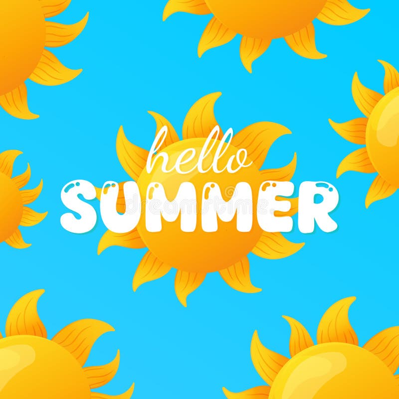 Hello Summer Flat Vector Illustration Stock Vector - Illustration of ...