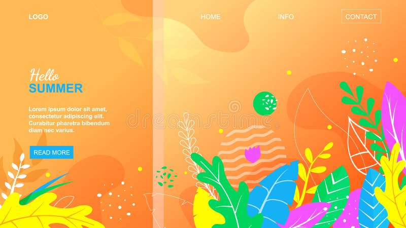 Hello Summer Floral Design on Orange Background Stock Vector ...