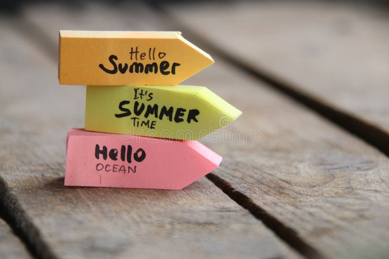 Hello Summer Greeting Text. Its Summer Time Concept. Stock Photo ...