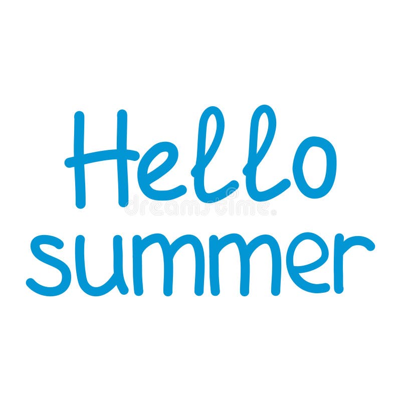 Hello Summer Hand Drawn Blue Color Lettering Typography, Vector Stock ...
