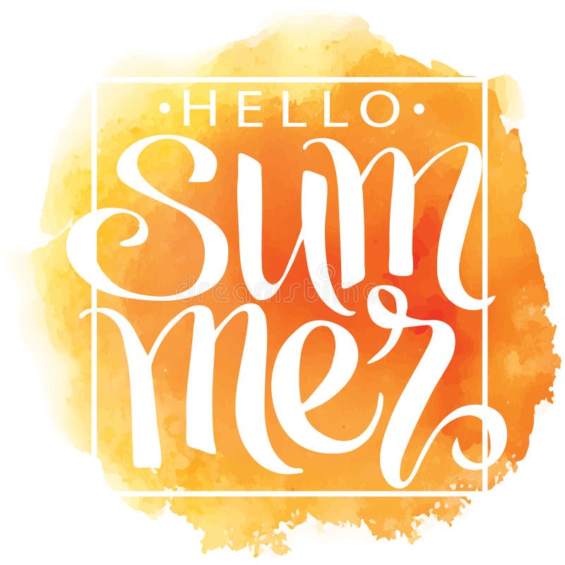 Hello Summer, Hand Written Lettering on Palm Leaves Background, Vector ...