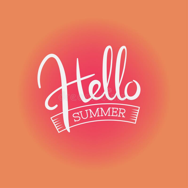 Hello Summer Handwritten Color Print Stock Vector - Illustration of ...