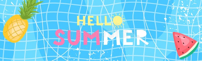 Hello Summer Header. Sunny Card in Naive Style Stock Vector ...