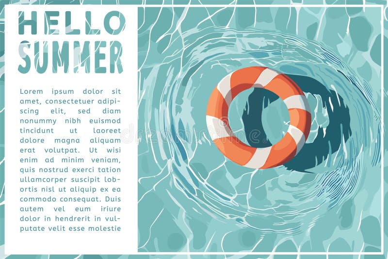 Swimming Pool. Inflatable Floating in Swimming Pool on Sunny Day. Top ...