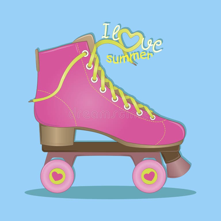 Hello Summer. I Like Summer. Vector. Pink Rollers. Roller Skating ...