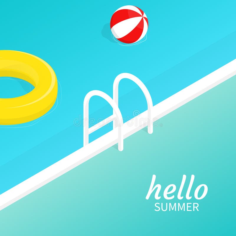Hello Summer Isometric Pool Float Beach Ball Vector Stock Vector ...