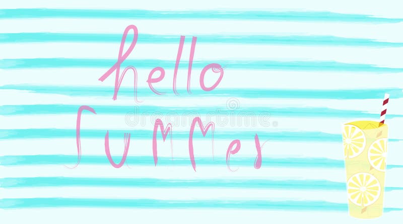 Hello Summer with Lemonade Juice with Water Color Background Vector ...