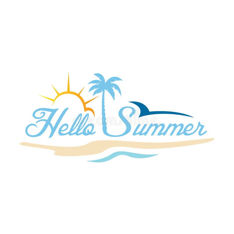 Hello Summer Text with Fruit Drink and Watermelon Stock Vector ...