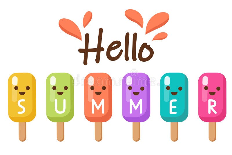 Hello Summer Popsicles or ICE Pop - Summer Season Vector Illustration ...