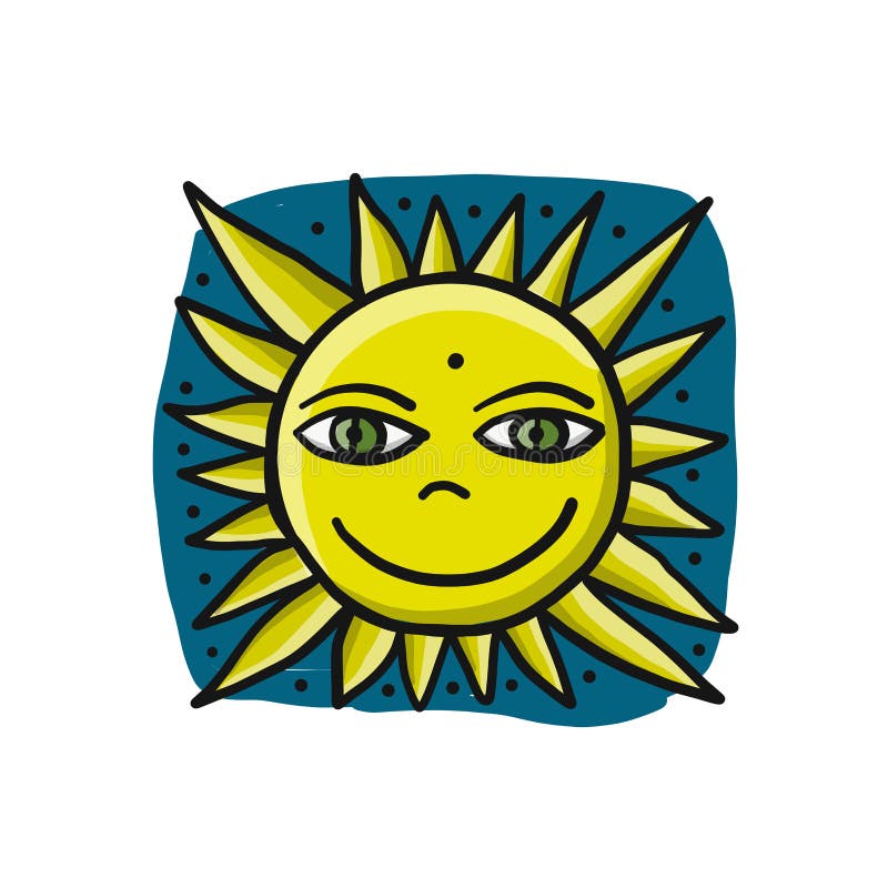Hello Summer. Smiling Funny Sun Icon Stock Vector - Illustration of ...