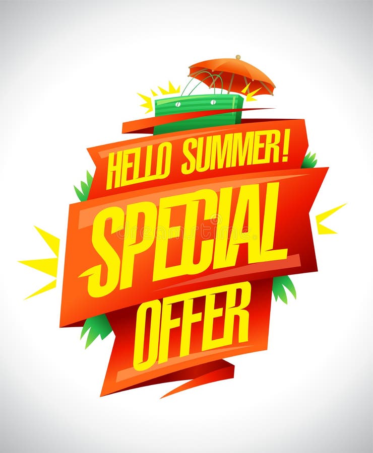 Hello Summer, Special Offer Poster Design Stock Vector - Illustration ...