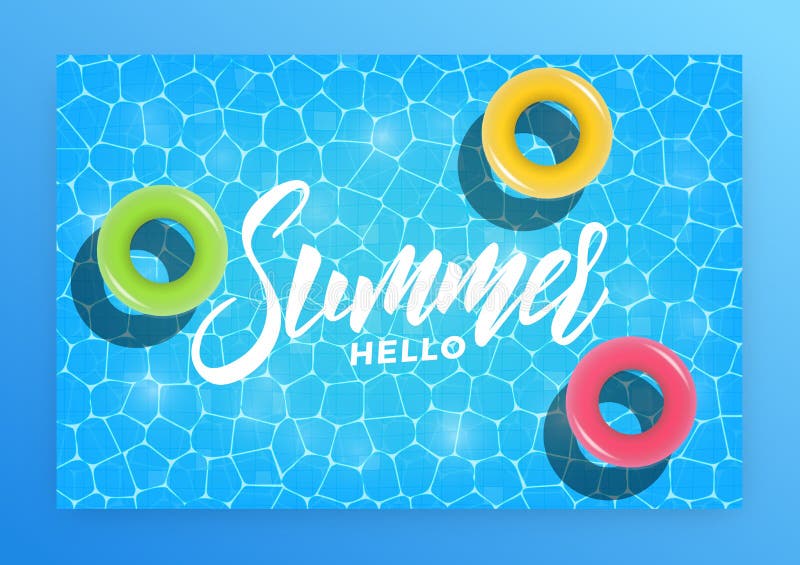 Hello Summer Summer Pool Party Invitation Banner Card Swimming Pool