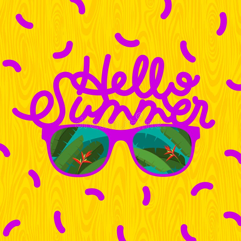 Hello Summer Poster. Summer Party Design Template with Emoji Smile Face ...