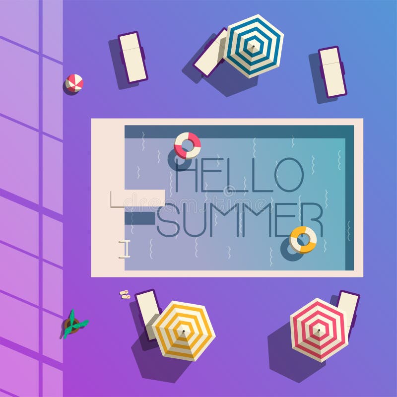 Hello Summer. Swimming Pool. Cartoon Vector Illustration Stock Vector ...