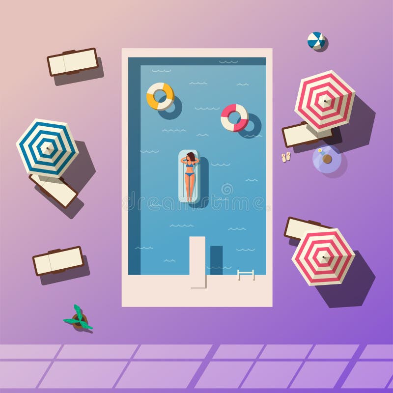 Hello Summer. Swimming Pool. Cartoon Vector Illustration Stock Vector ...