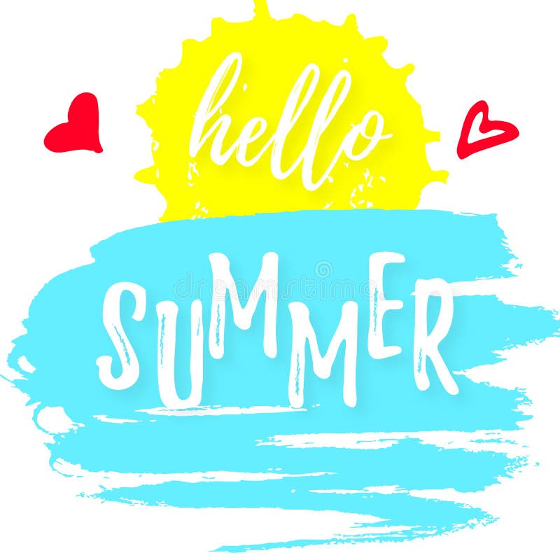 Hello Summer Text. Vector Poster. Vector Illustration. - Vector Stock ...
