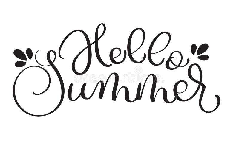 Hello Summer Text on White Background. Hand Drawn Calligraphy Lettering ...
