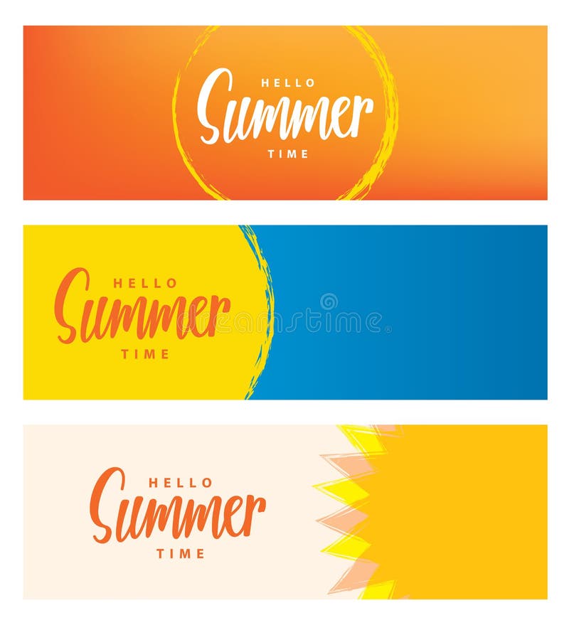 Hello Summer Time Heading 3 Design for Banner or Poster. Summer Stock ...