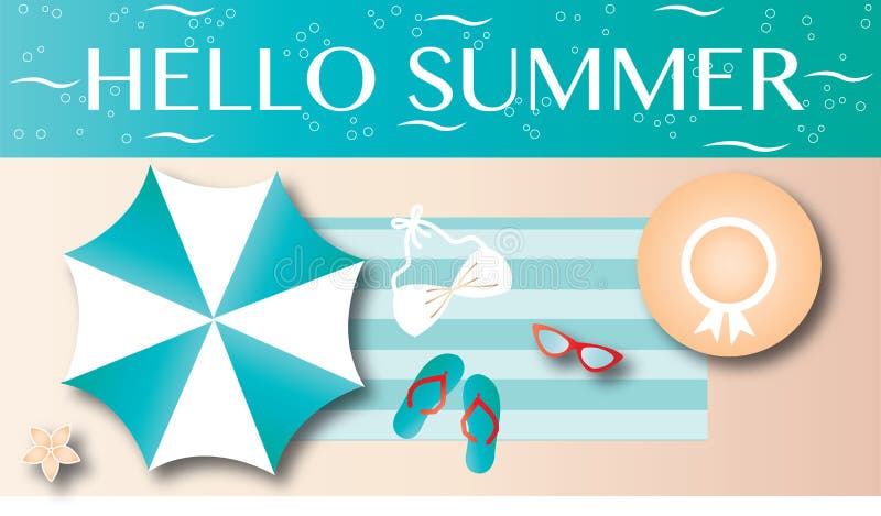 Hello Summer Vacation Beach Header or Banner Stock Illustration ...