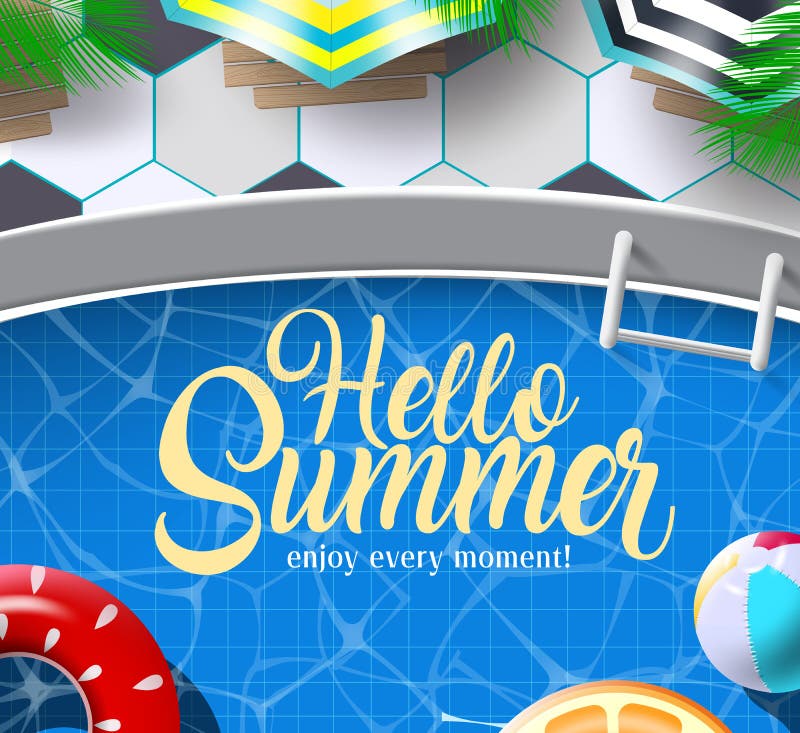Summer Pool Party Vector Banner Design Summer Pool Party Text In