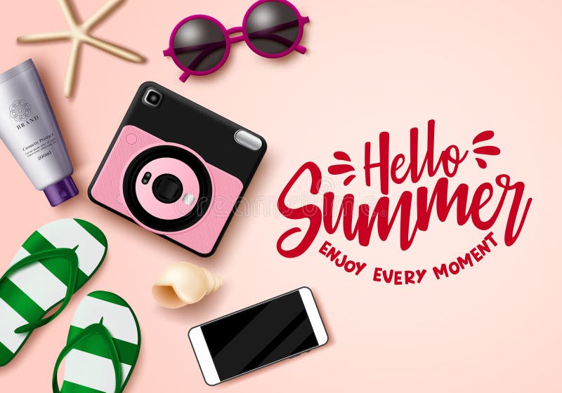 Hello Summer Vector Banner Design. Hello Summer Enjoy Every Moment Text ...