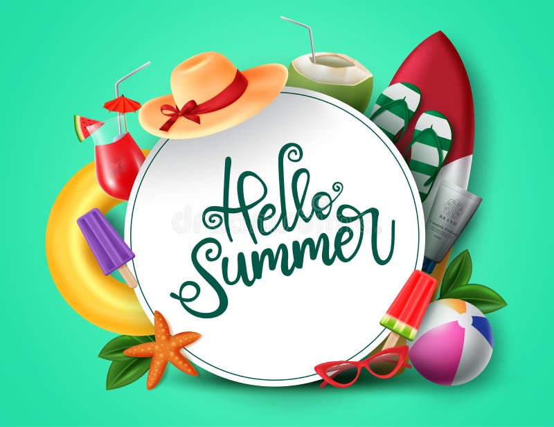 Hello Summer Vector Banner Design. Hello Summer Greeting in White ...