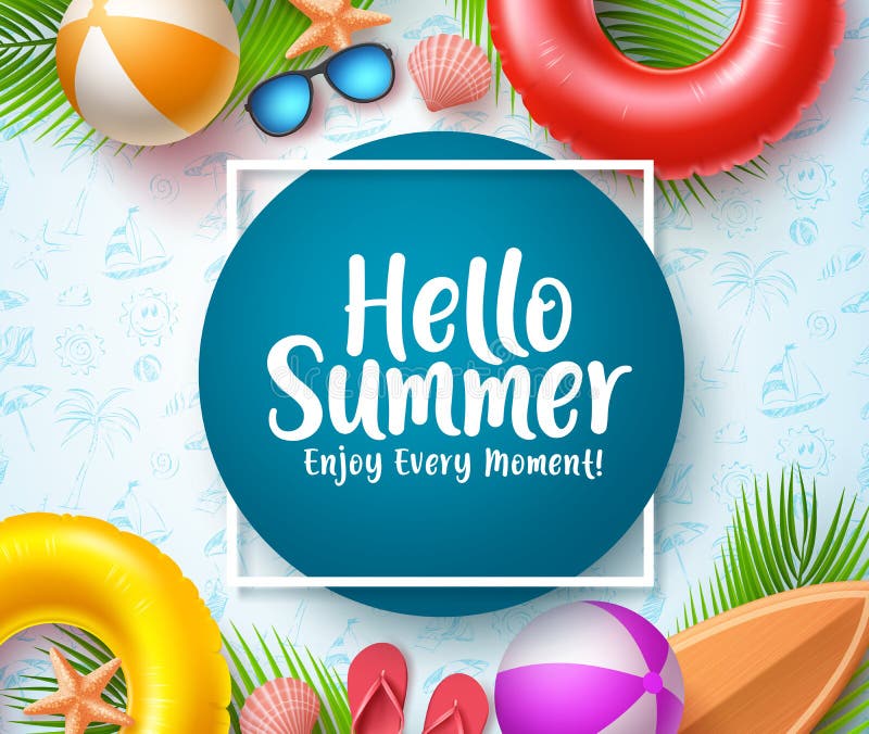 Hello Summer Vector Banner Template. Hello Summer Typography in Blue ...