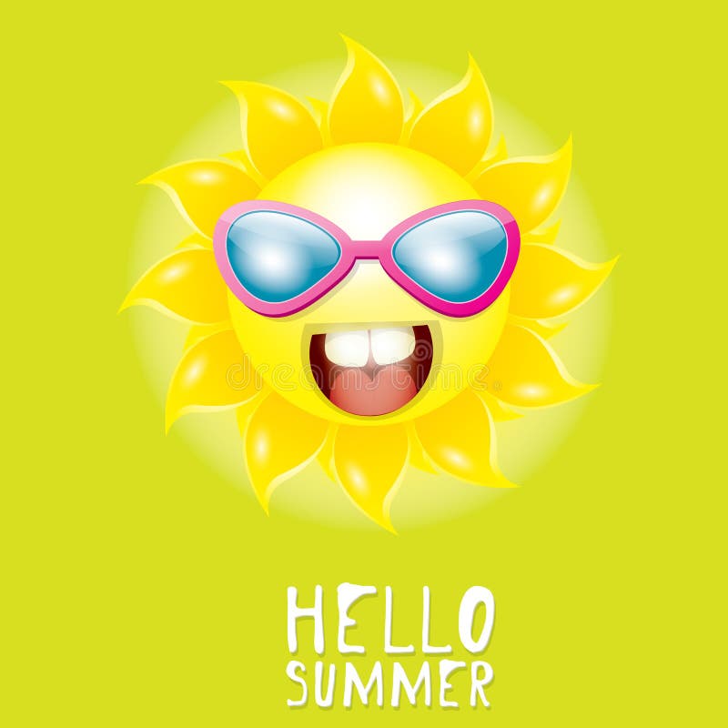 Hello Summer. Vector Summer Smiling Sun Stock Vector - Illustration of ...