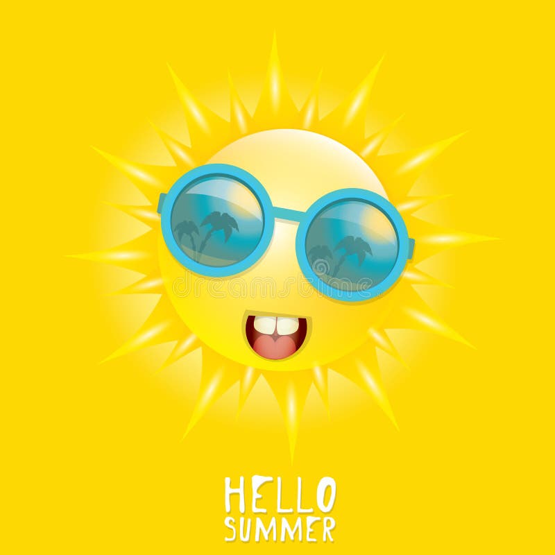 Hello Summer. Vector Summer Smiling Sun Stock Vector - Illustration of ...