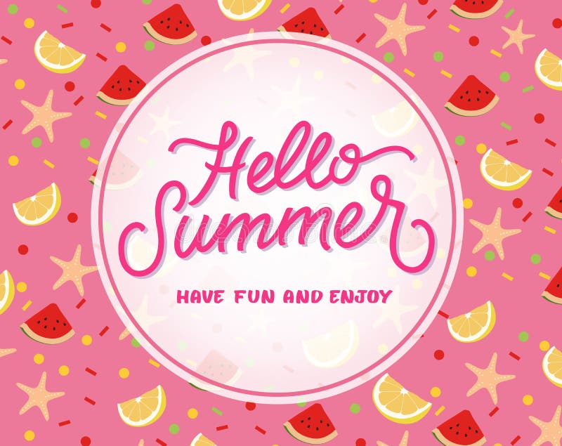 Hello Summer Vector Template Design. Hello Summer Greeting Text in ...