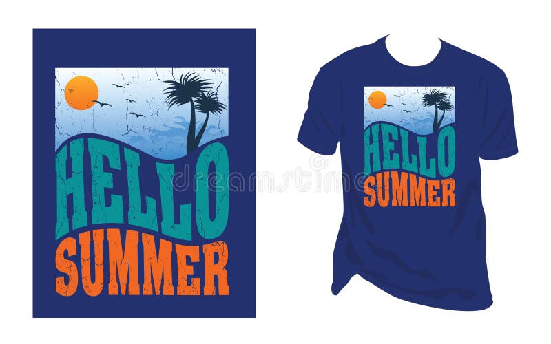 Hello Summer Vector Vintage T Shirt Design Vector Art T Shirt Design