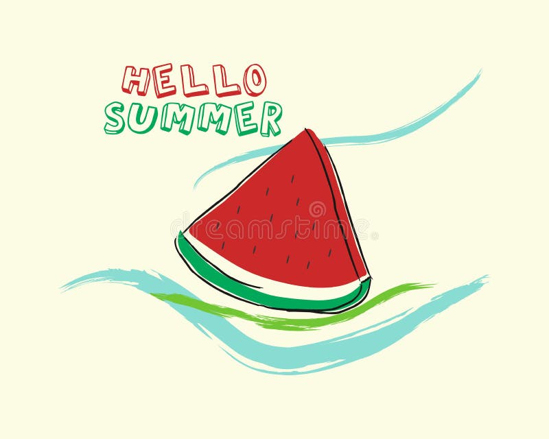 Hello Summer Watermelon Slice Stock Vector - Illustration of watermelon ...