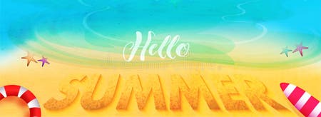 Hello Summer Website Header Banner Design. Stock Illustration ...