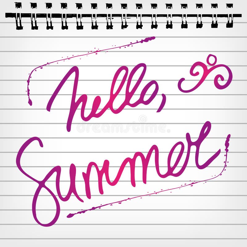Hello Summer. Welcoming Memo Card with Lettering Stock Vector ...