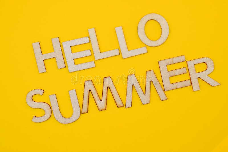 Hello Summer Write on Yellow Background Stock Image - Image of orange ...