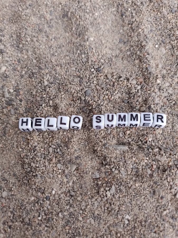 Hello Summer Written on the Sand at the Beach Stock Image - Image of ...