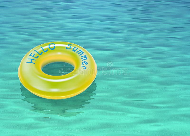 Hello Summer Written on the Yellow Swimming Ring Stock Illustration ...