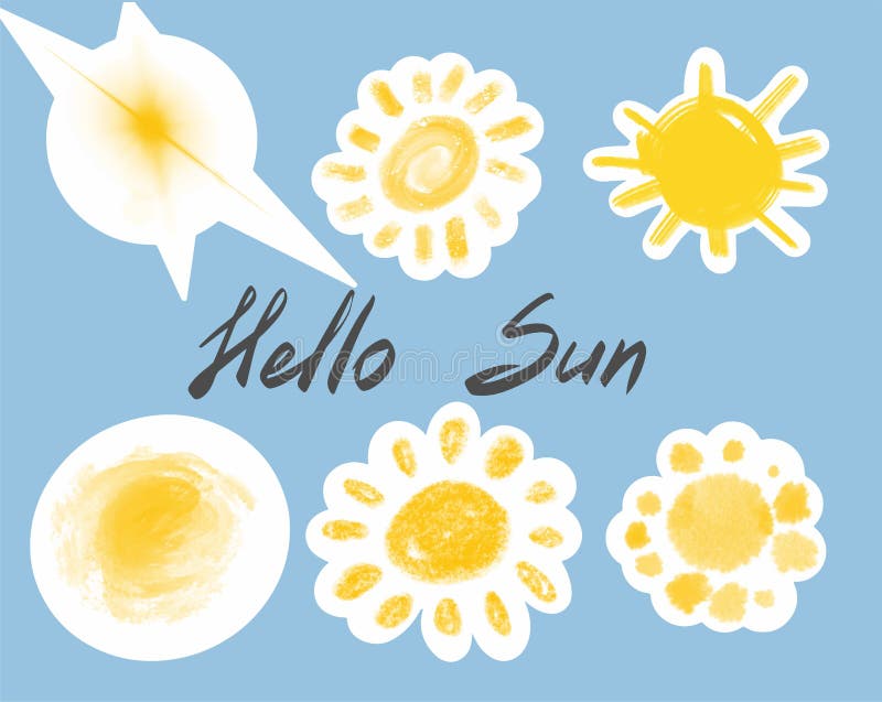 Hello Sun Pack on the Blue Background Stock Vector - Illustration of ...