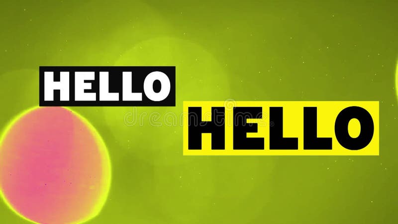 Hello Text Animation Over Green Background with Abstract Shapes Stock ...