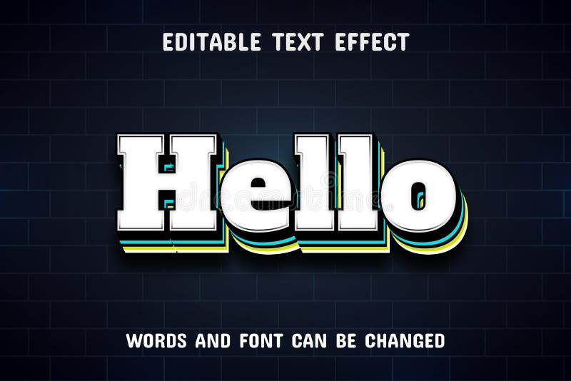 Hello Text - Editable Text Effect Stock Vector - Illustration of font ...