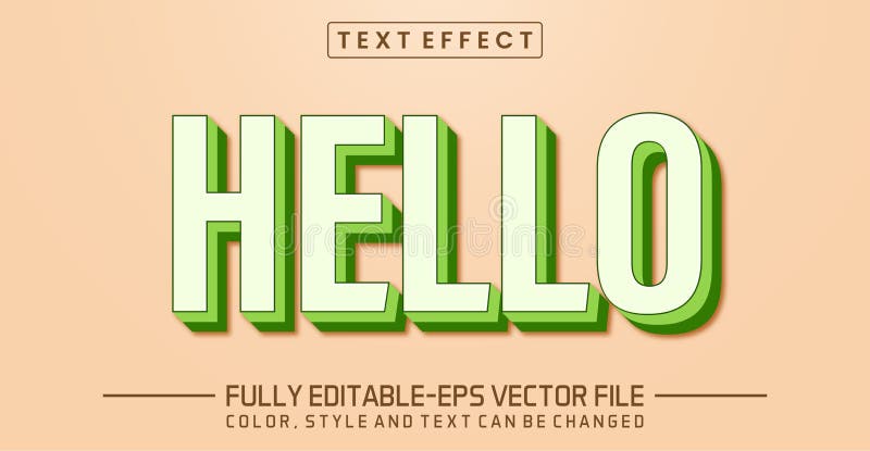 Hello Text Editable Text Effect Stock Illustration - Illustration of ...