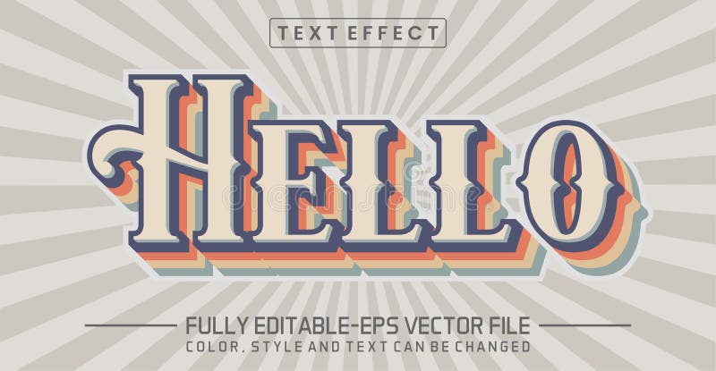 Hello Text Editable Style Effect Stock Vector - Illustration of summer ...