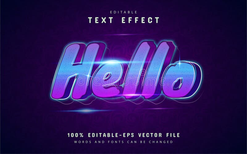 Hello Text Effect 3d Design Stock Vector - Illustration of geometric ...