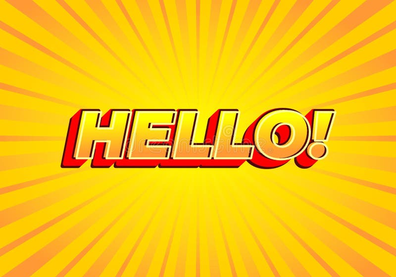 Hello!. Text Effect in Modern Look, Bright Yellow Red Color Stock ...
