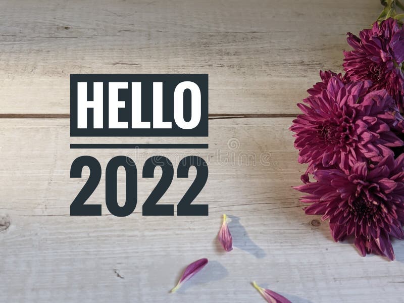 Hello 2022 Text with Flowers Stock Image - Image of poster, brand ...